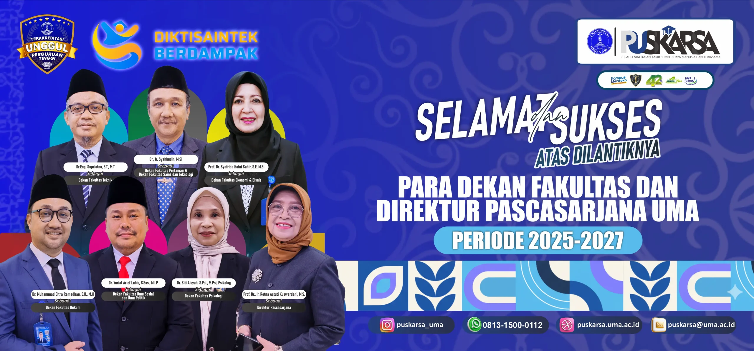 Pelantikan Dekan Fakultas dan Direktur Pascasarjana UMA Periode 2025–2027